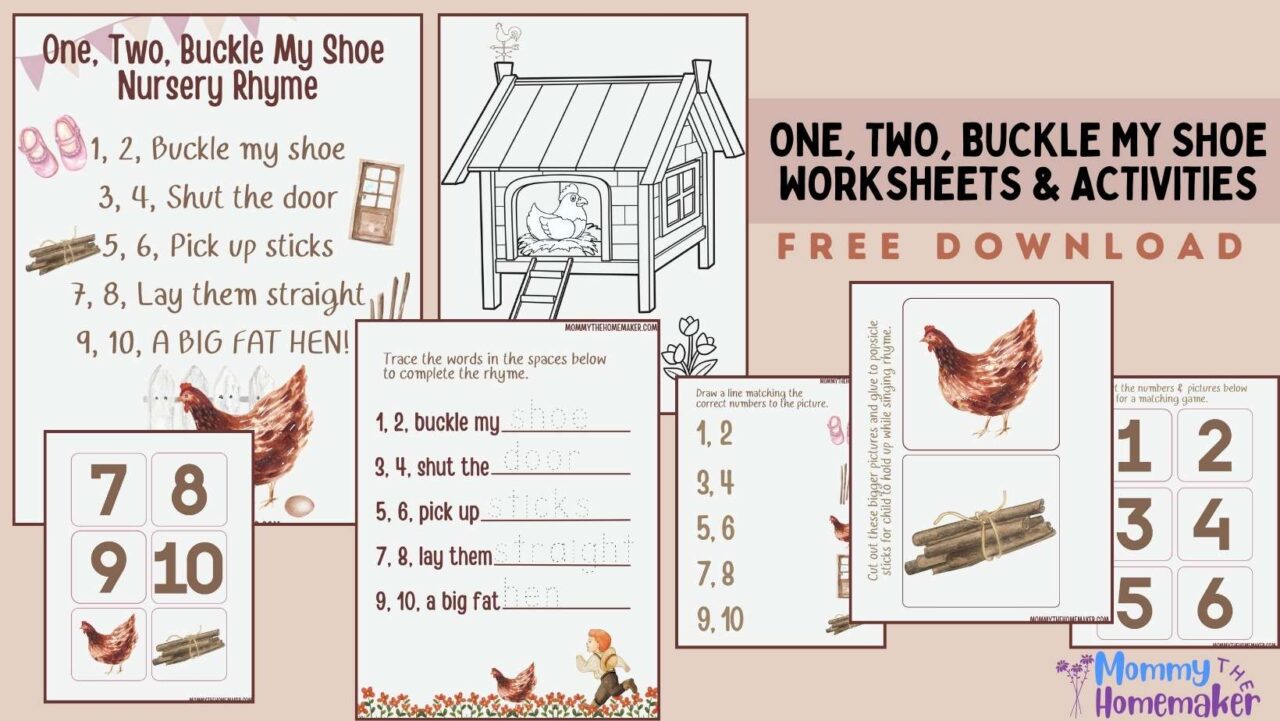 One Two Buckle My Shoe FREE Printable With Activities - Mommy the Homemaker